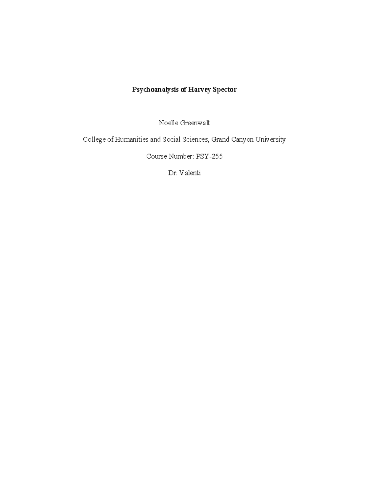 PSY- Case Study: Psychodynamic Analysis of Harvey Specter in Suits ...