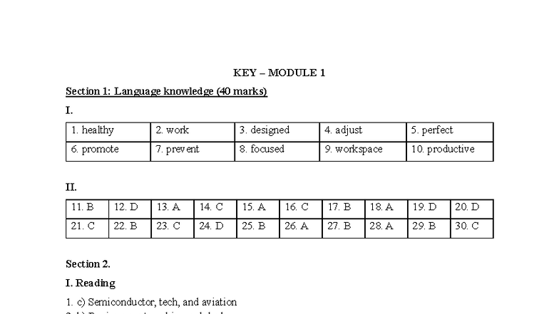 2024 Sample TEST Module 1: Language Knowledge & Skills - Studocu