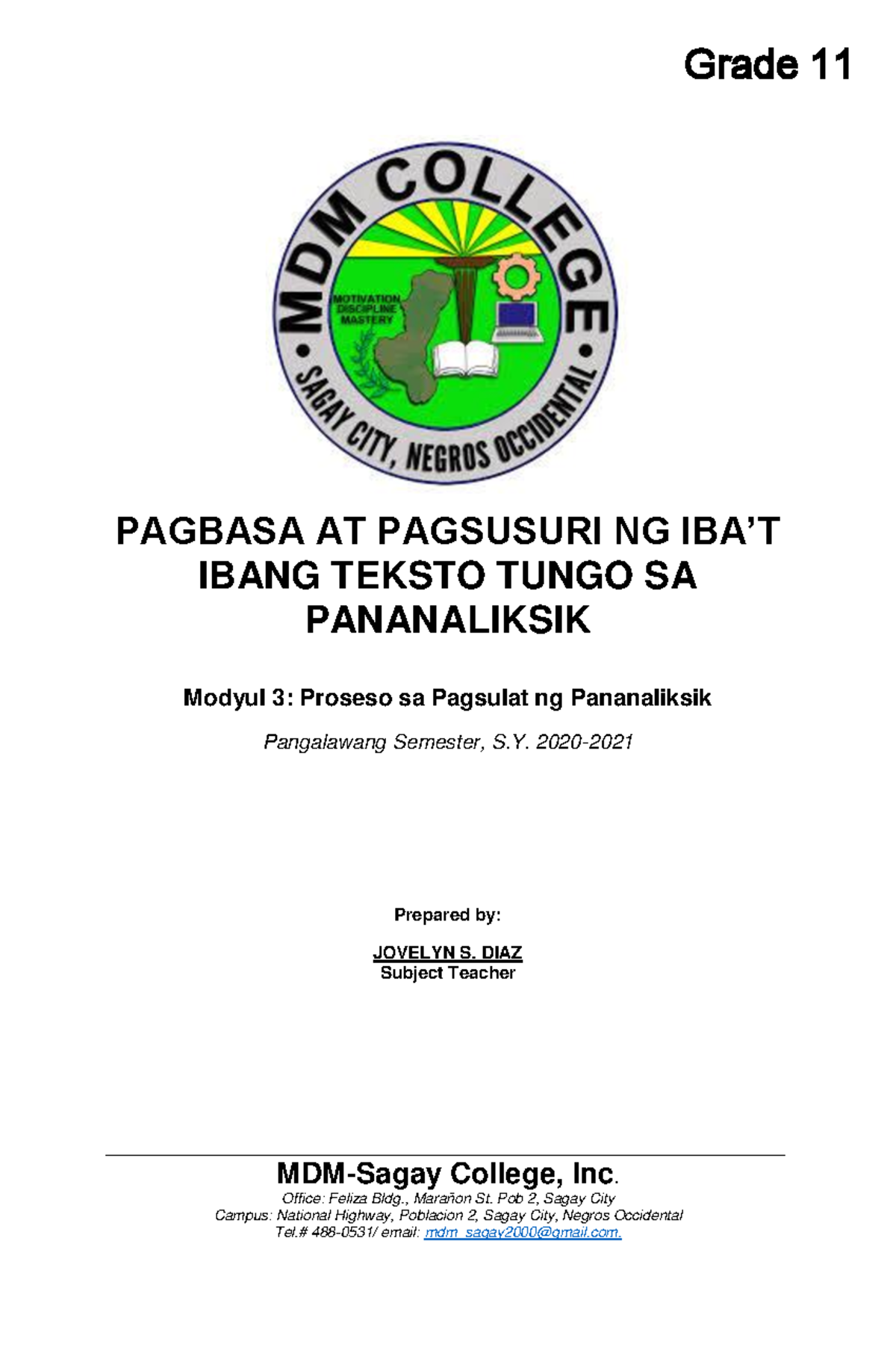 Modyul 3: Pagbasa at Pagsusuri ng Iba't Ibang Teksto sa Pananaliksik ...