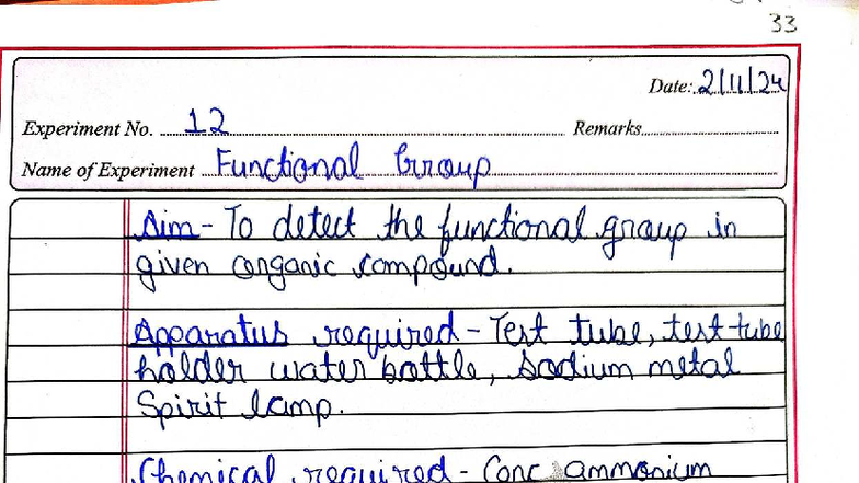 Functional Group Test - Experiment No. 12 to 17 - Studocu
