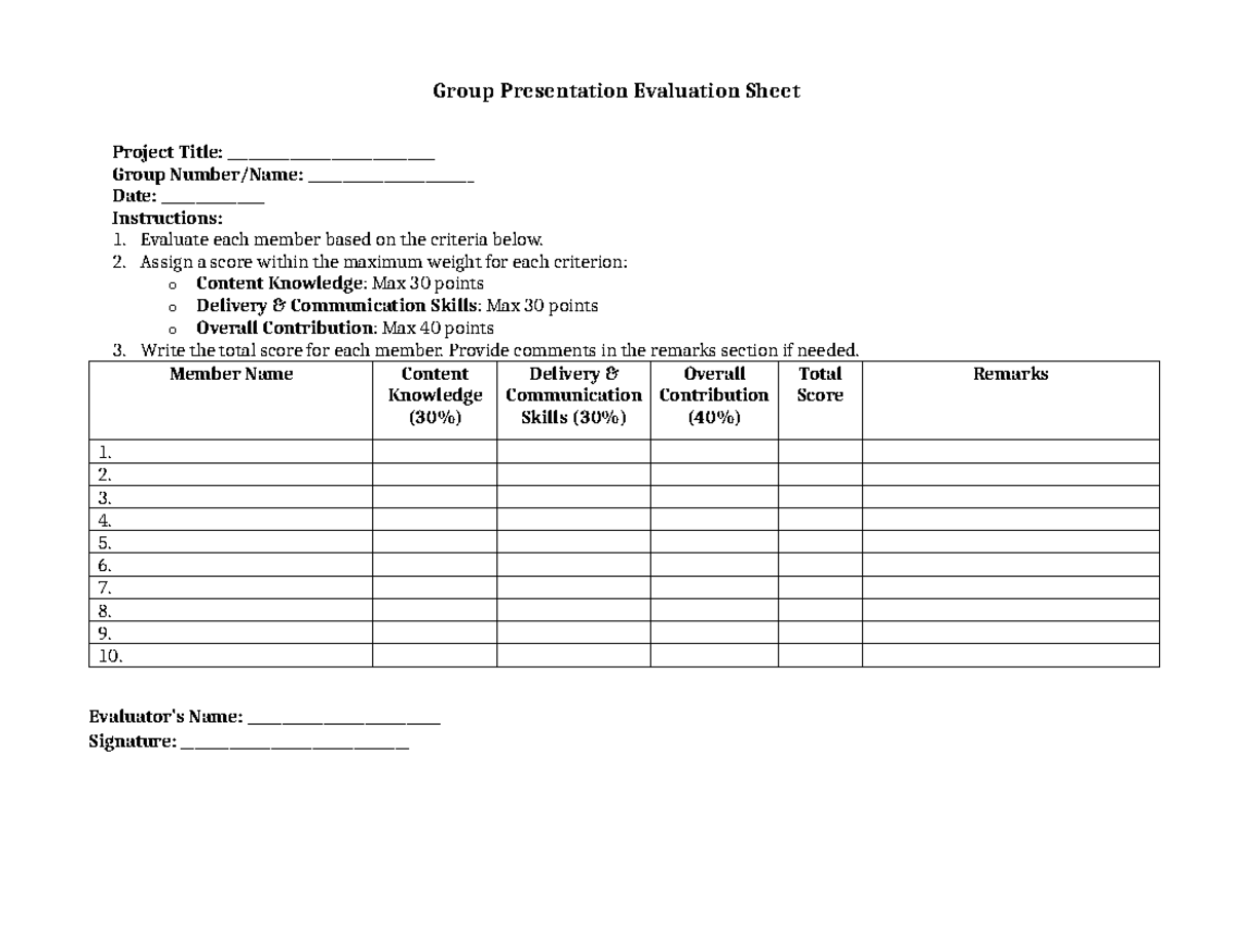 Rating-forms-for-T101-Presentation - Group Presentation Evaluation ...