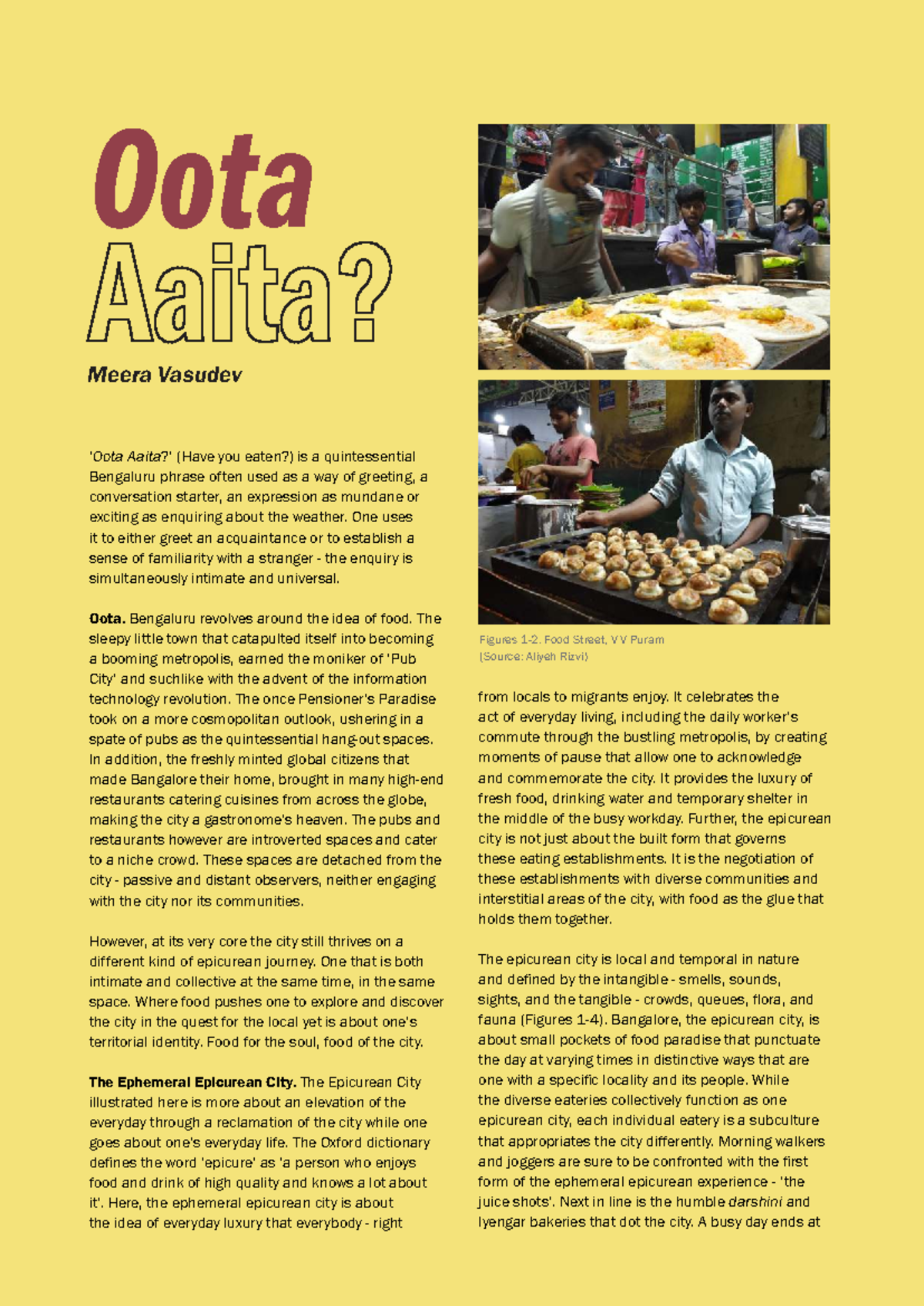 The Ephemeral Epicurean City: Exploring Bengaluru's Food Culture - Studocu
