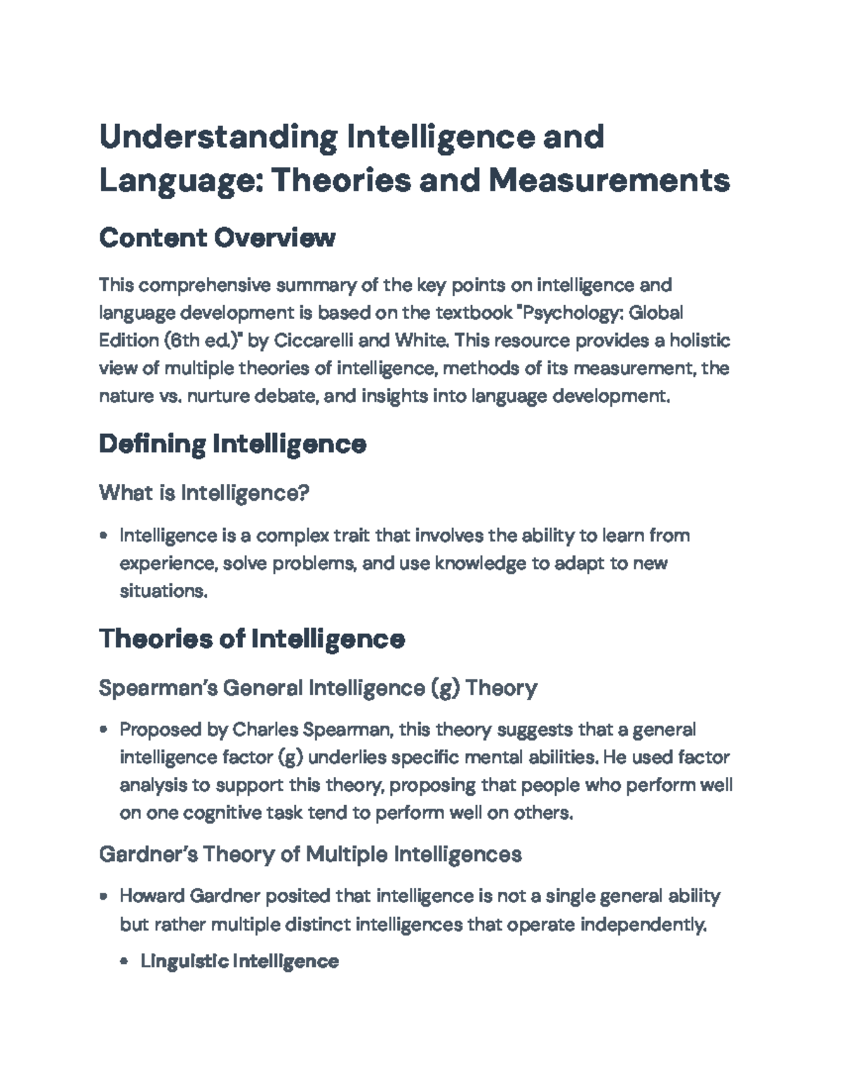 Understanding Intelligence and Language Development: Theories & Tools ...