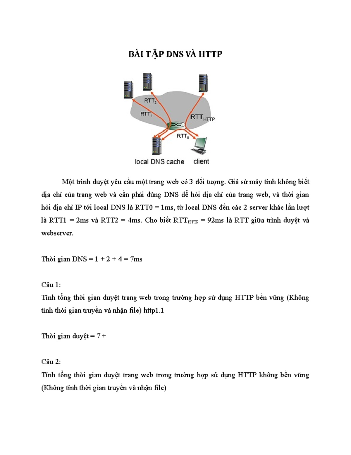 BÀI TẬP BT2.2: DNS VÀ HTTP - Tính Thời Gian Duyệt Trang Web - Studocu