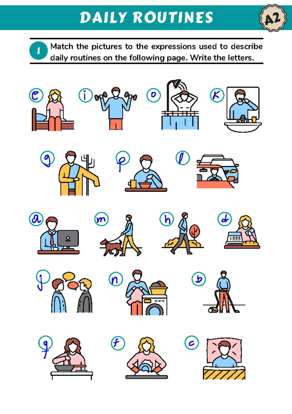 DAILY ROUTINES A2: Picture Matching Exercise - Studocu