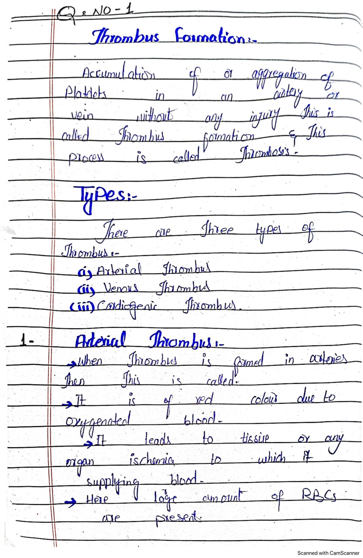 Q8 NO1: Thrombus Formation and Types in Vascular Systems - Studocu