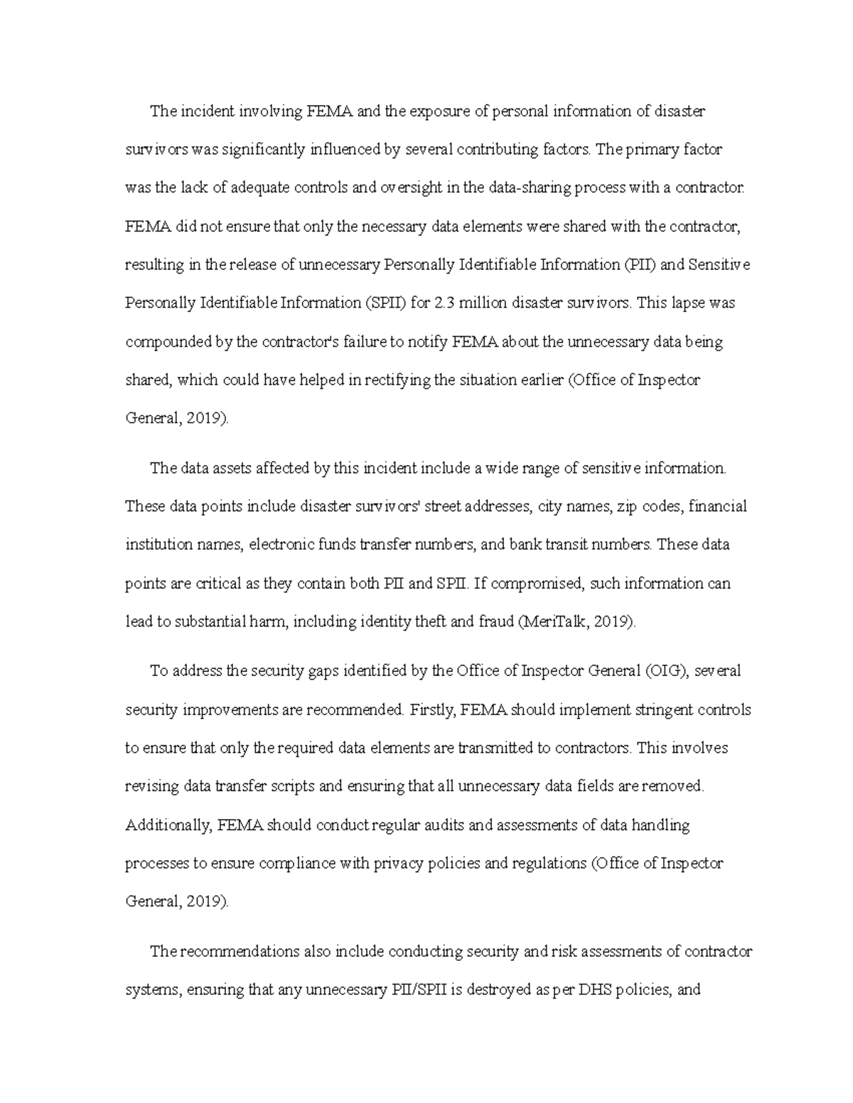 3-2 Activity Report on FEMA Data Breach and Security Improvements - Studocu