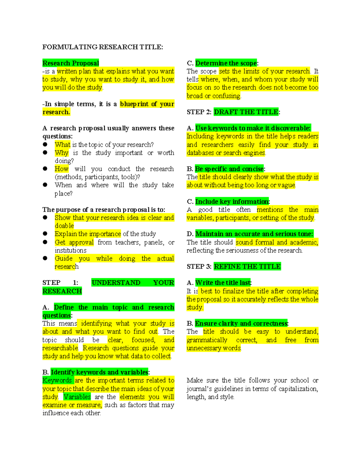 Research Proposal Guidelines: Crafting an Effective Title - Studocu