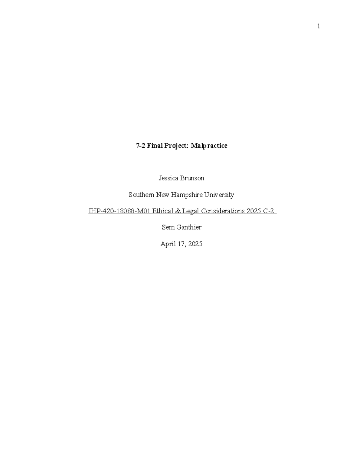 Ethics Final Project: Malpractice Case Study of Popovich v. Allina ...