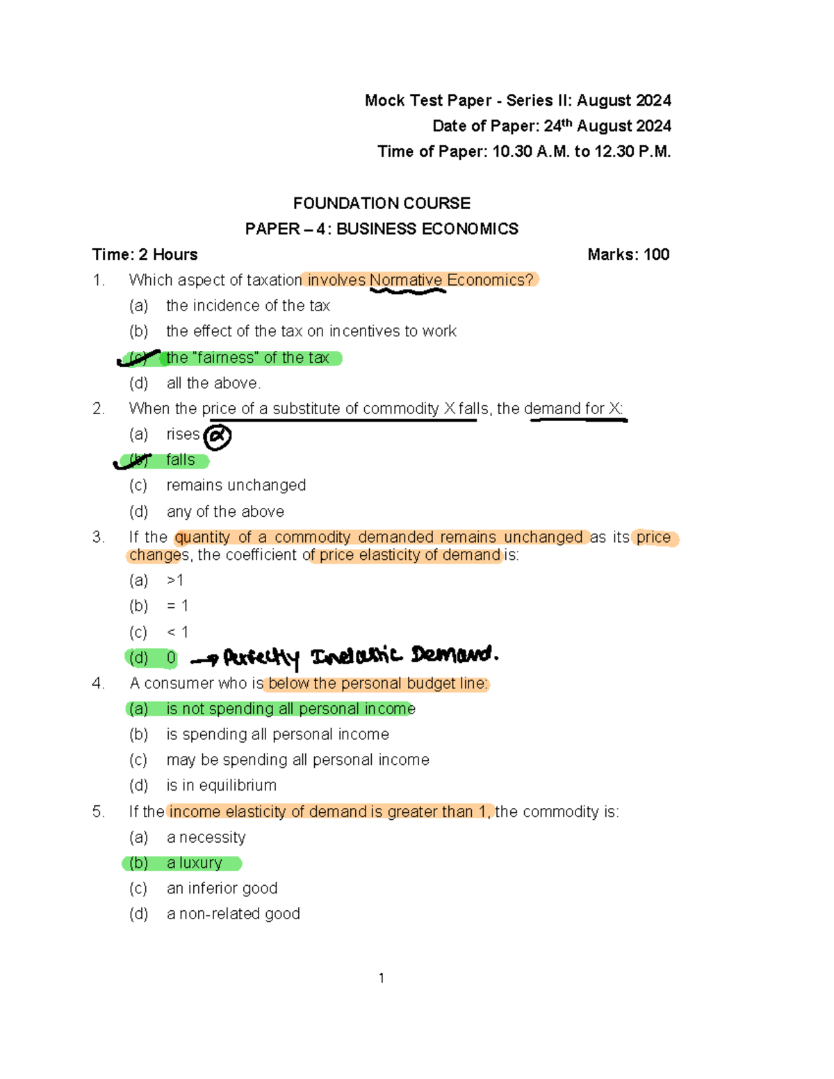 Economics MTP Aug 2024 Edition Sep 24 Series 2 - Mock Test Paper ...
