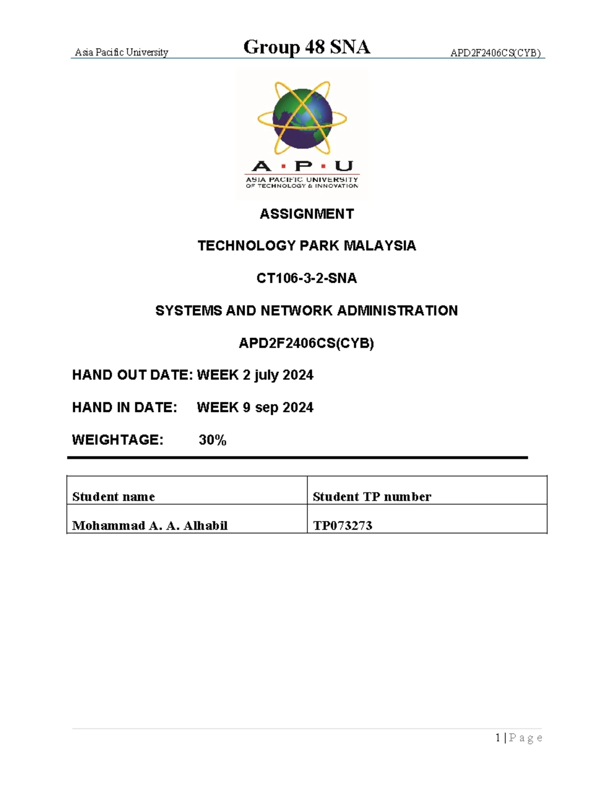 CT106-3-2-SNA Group Assignment on System and Network Administration - Studocu