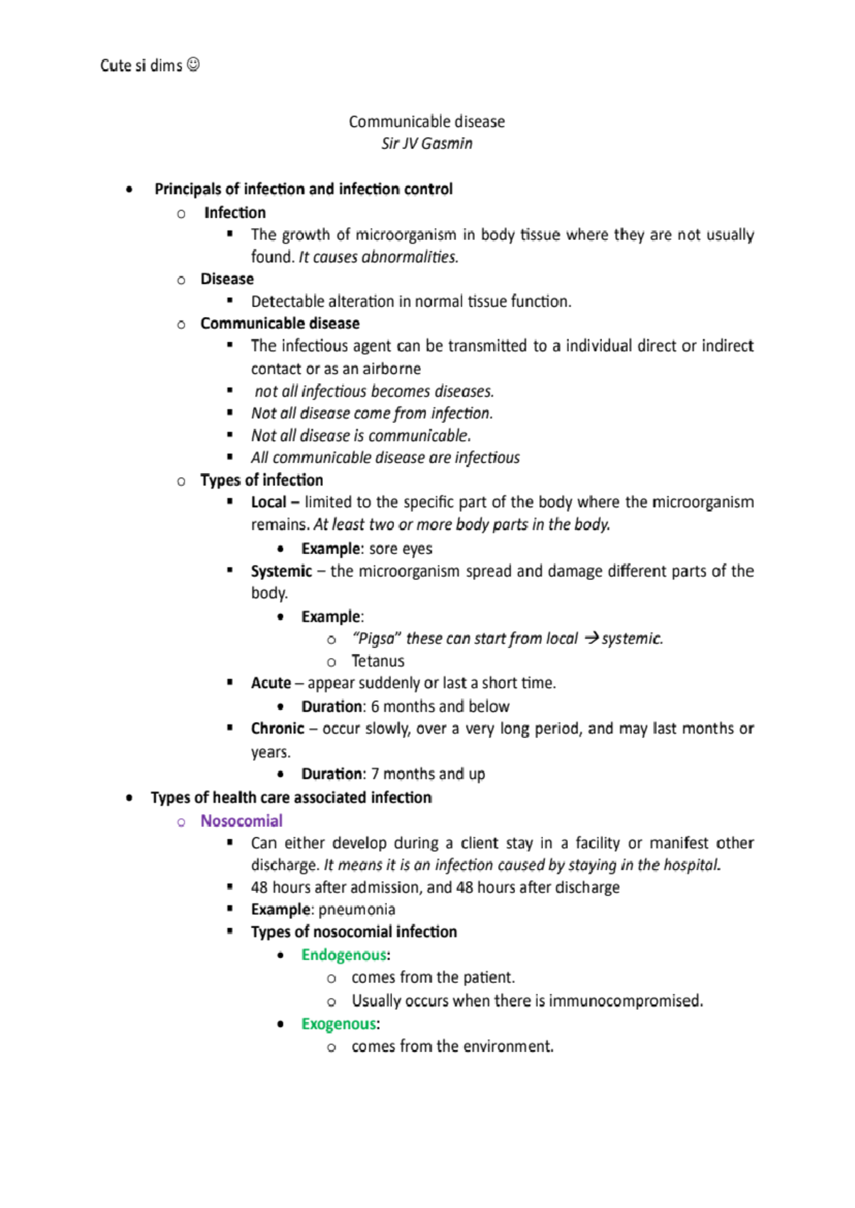 CD - Communicable Diseases: Infection Control and Management Review ...