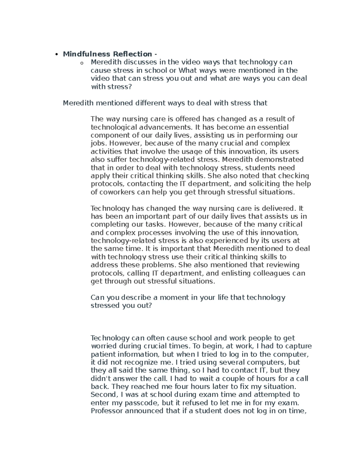 Mindfulness Week 3 - MaKenzi Morrison Mindfulness Reflection 3 NR- 18 ...