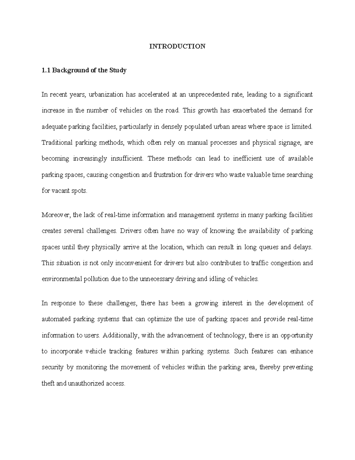 Design and Implementation of Automated Parking System (CS101) - Studocu