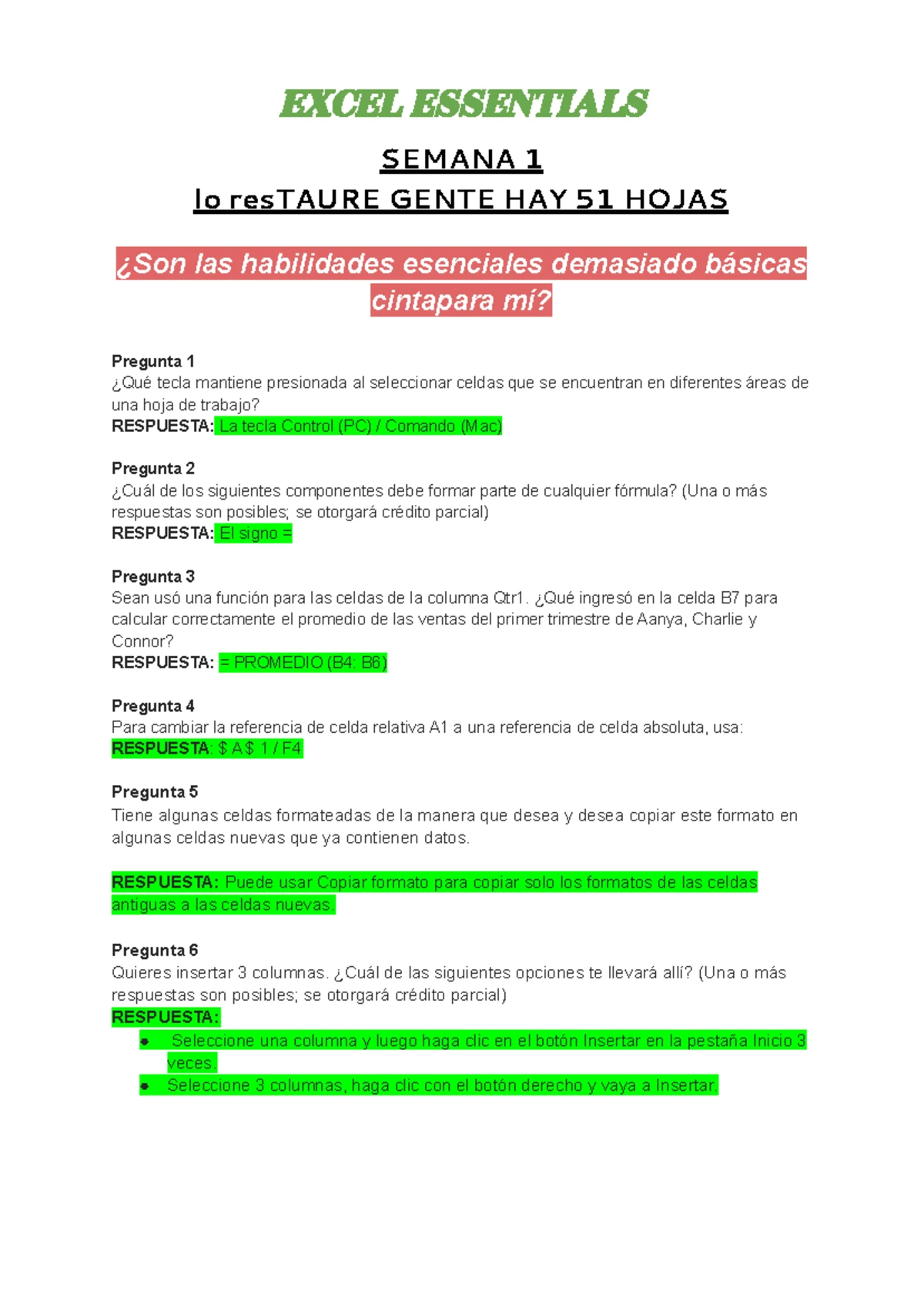 Excel Skills for Business Essentials - Hacerse cargo de Excel: Pruebe sus habilidades, Parte 1 ...