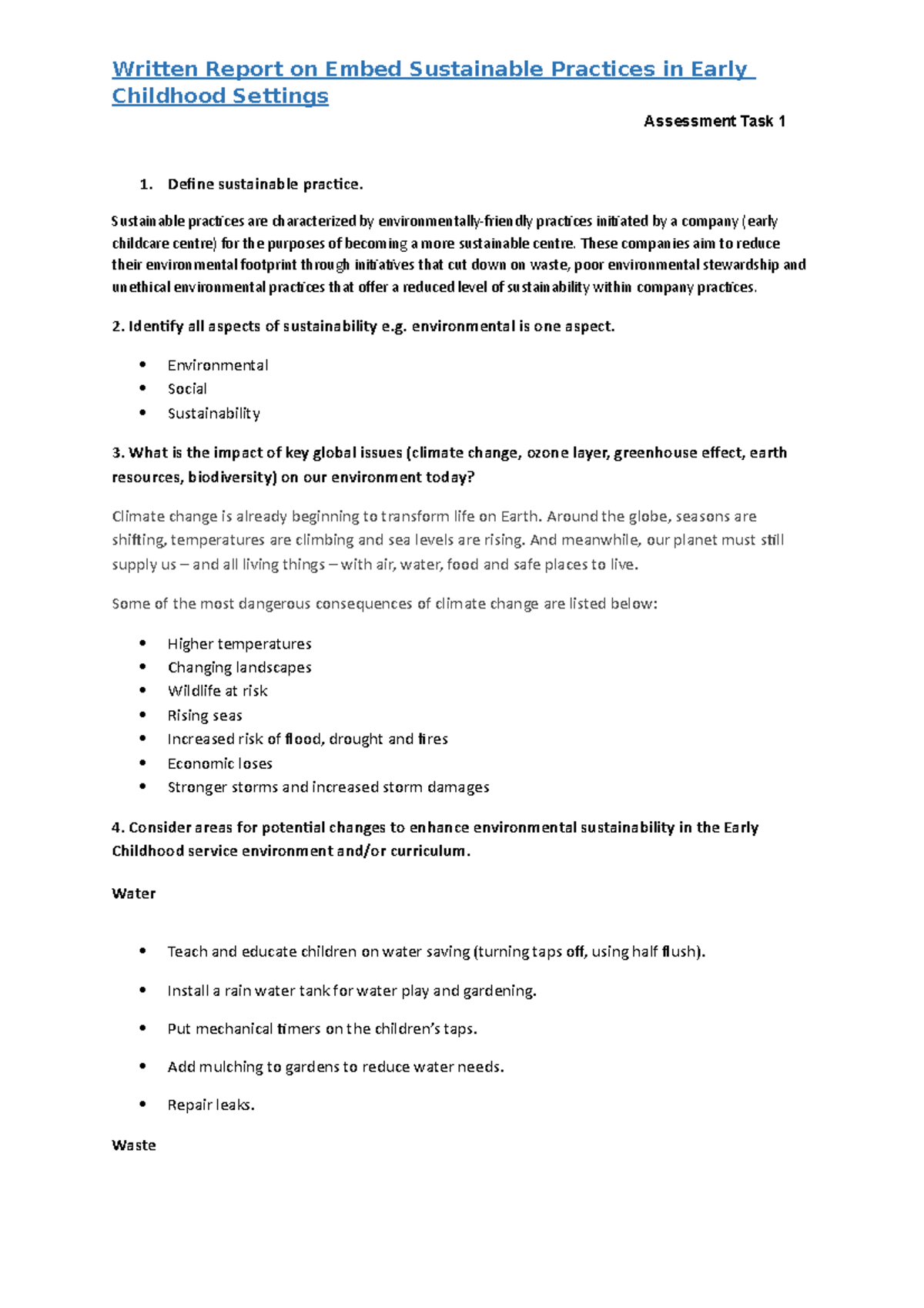 Assessment Task 1: Embedding Sustainable Practices in Early Childhood ...