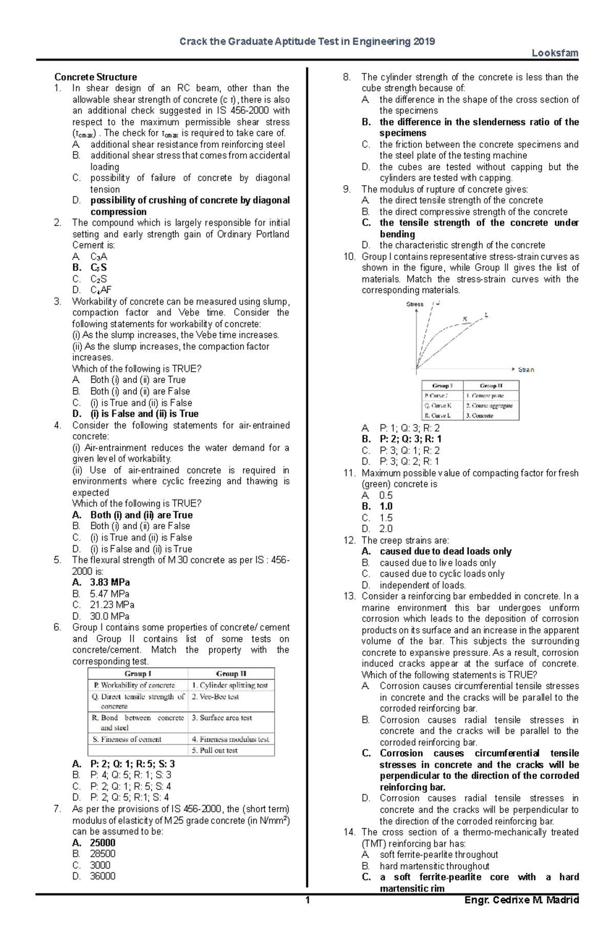 GATE 2019: Concrete Structures Practice Questions and Solutions - Studocu