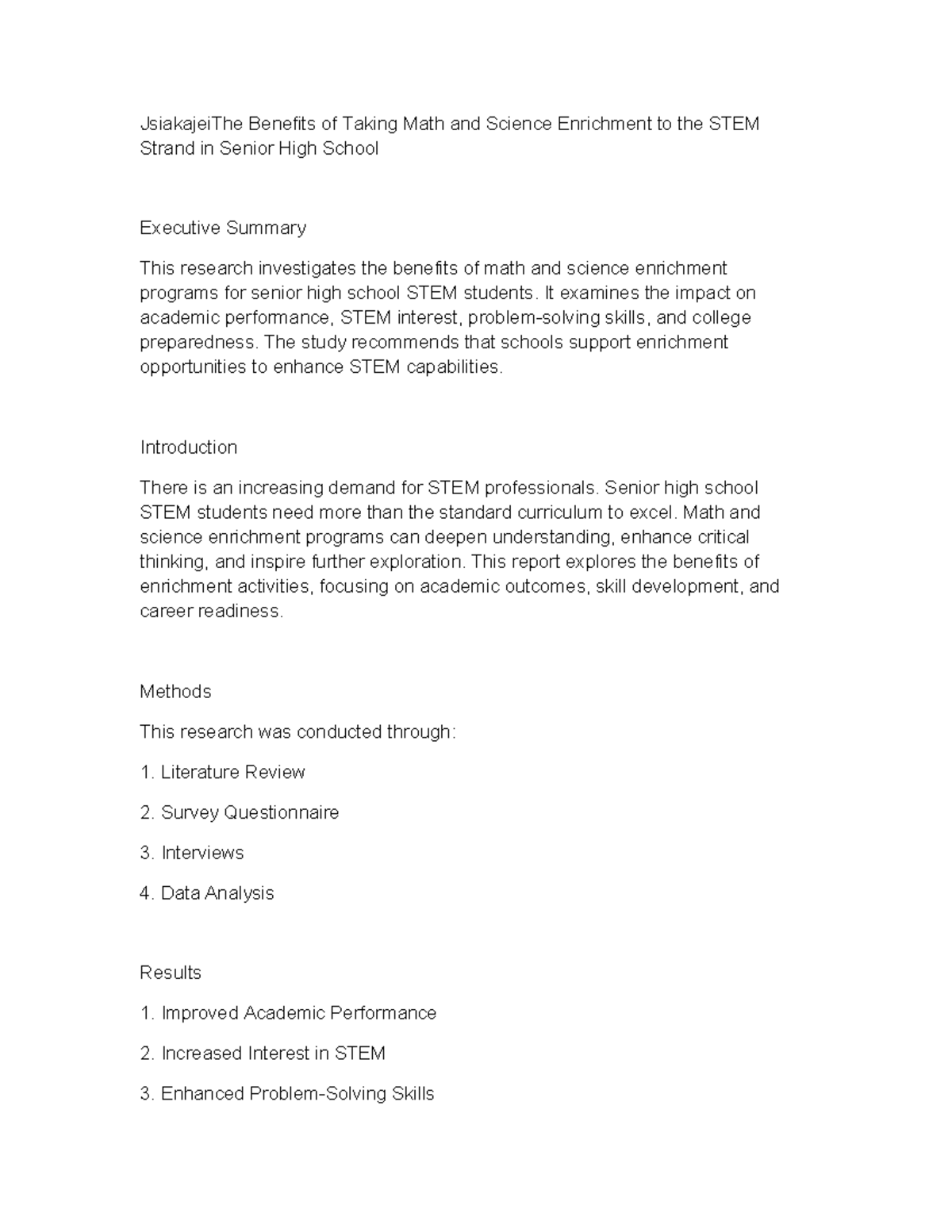 Math and Science Enrichment Benefits for Senior High STEM Students ...