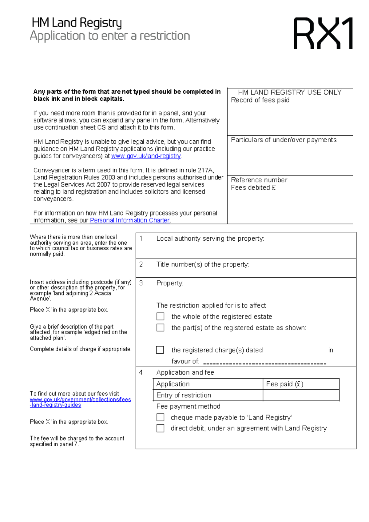 RX1 2023-08-29 - Sample Application Form for HM Land Registry - Studocu