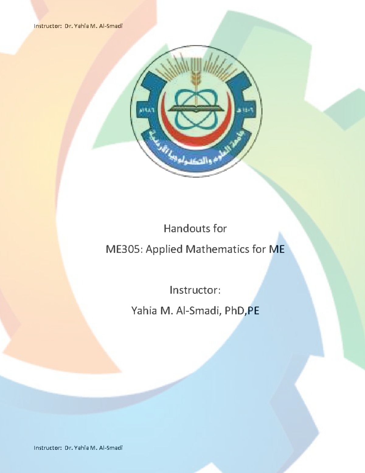 ME305: Applied Mathematics Handouts by Dr. Yahia M. - Studocu