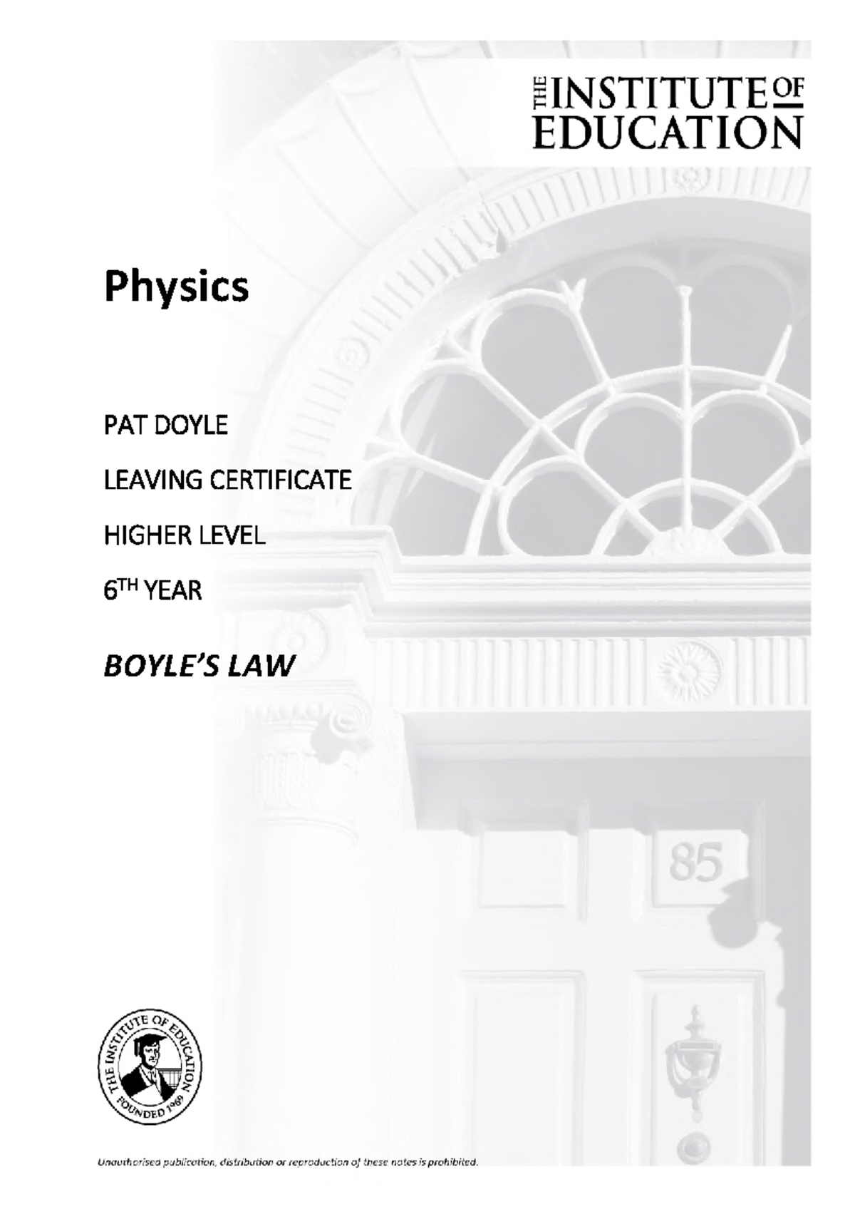 Physics Notes: Boyle's Law Verification & Experiments (PHYS 6TH YR ...