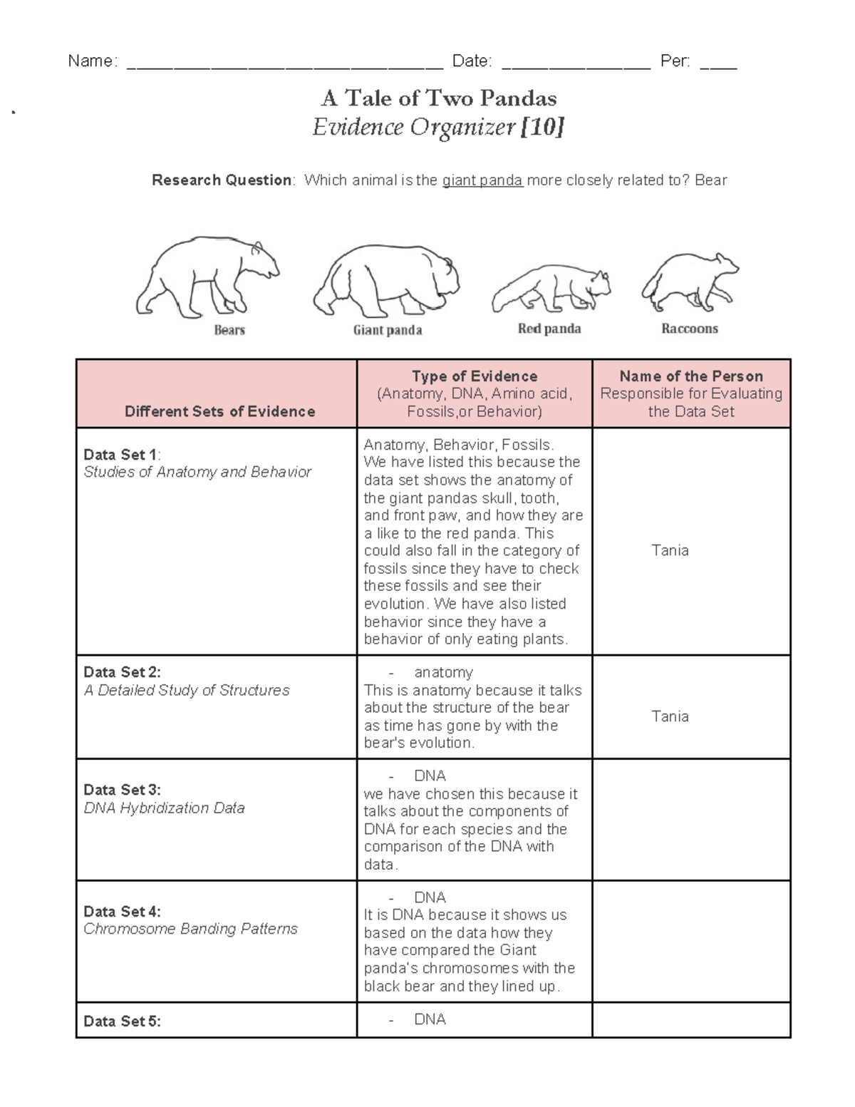A Tale of Two Pandas: Evidence Organizer (2023 Study) - Studocu