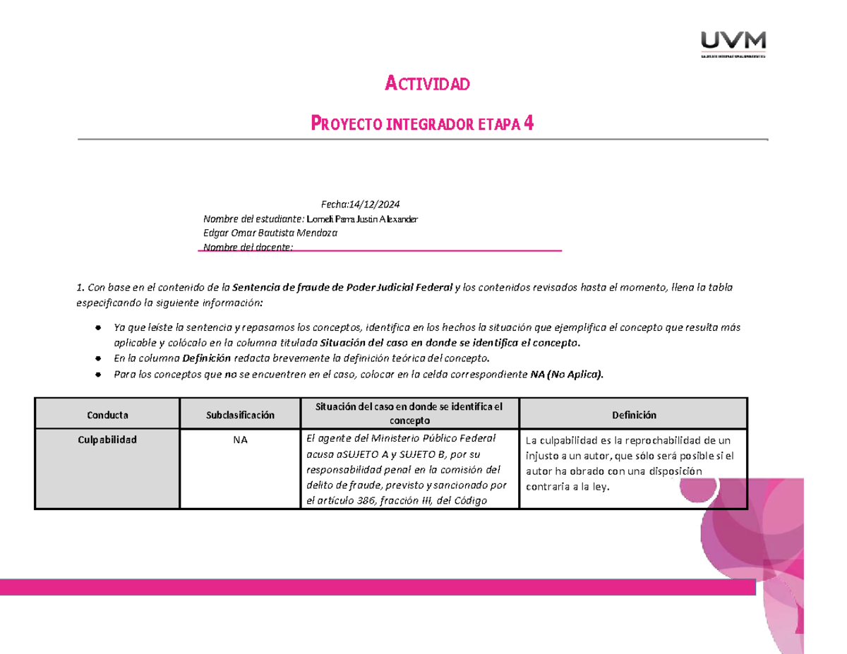 A7-proyecto-integrador-etapa-4-penal Justin - ACTIVIDAD PROYECTO INTEGRADOR ETAPA 4 Fecha: 14 ...