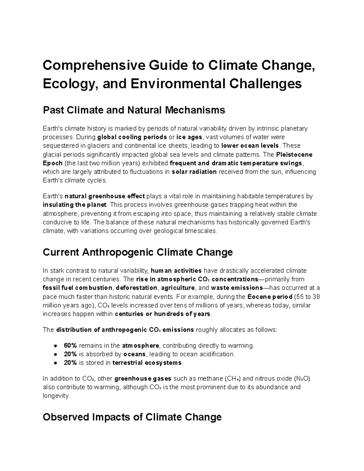 Climate Change and Ecology: A Comprehensive Study Guide (ENV 101) - Studocu