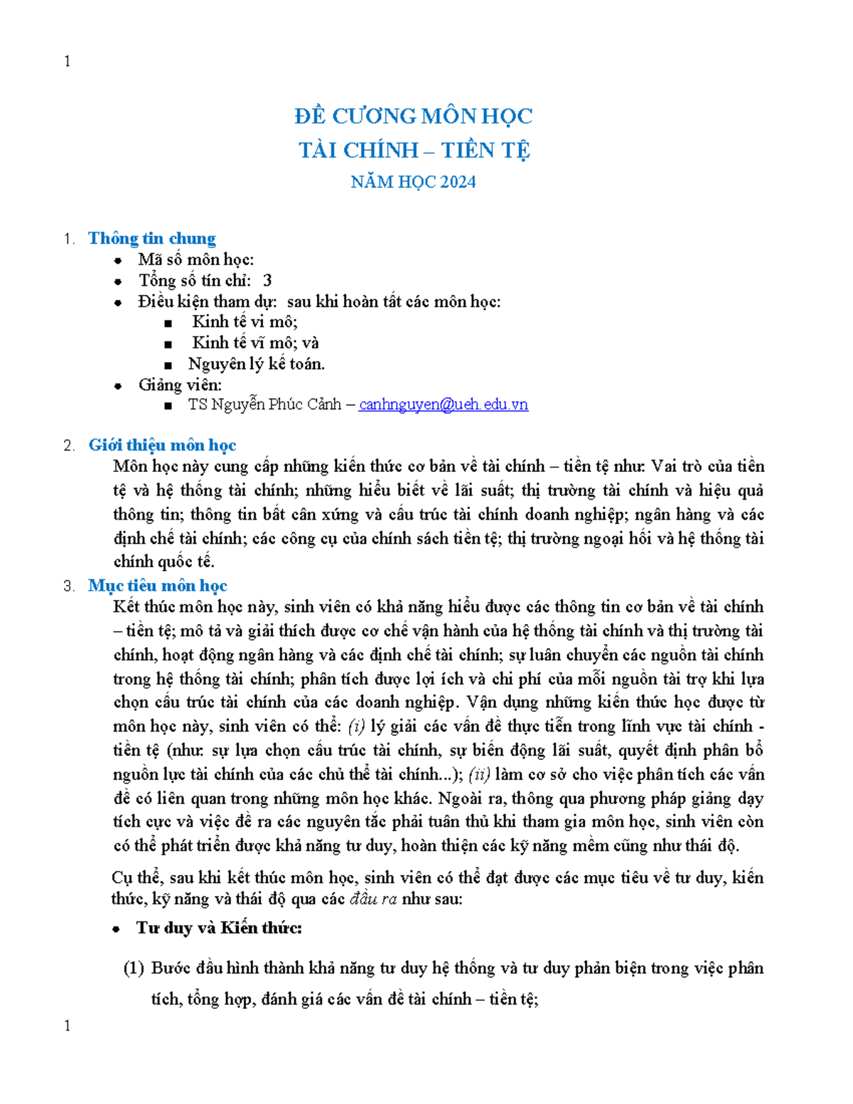 **Syllabus Finance and Money - HKD 2024** - Studocu