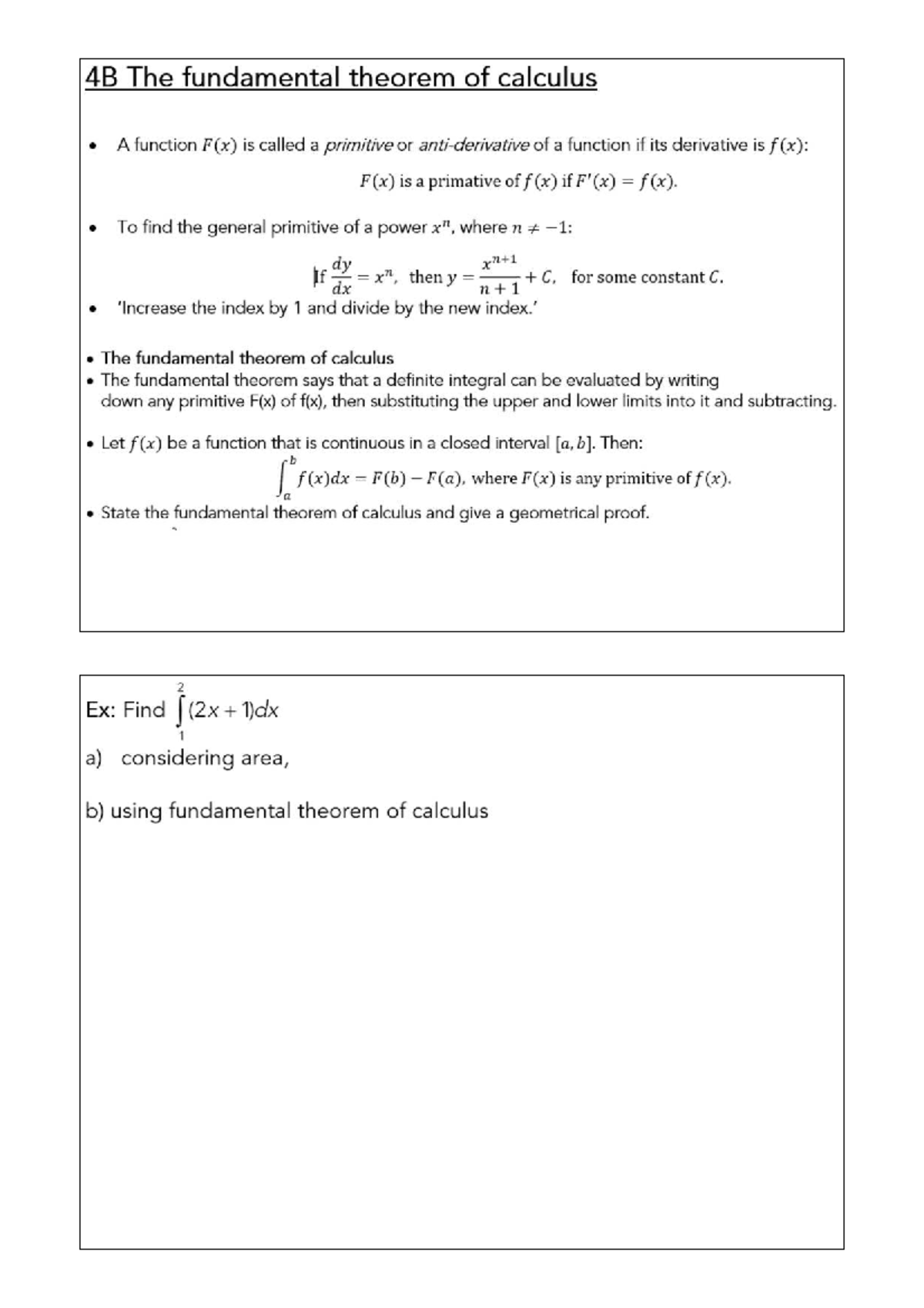 4B Final Exam Notes on the Fundamental Theorem of Calculus - Studocu