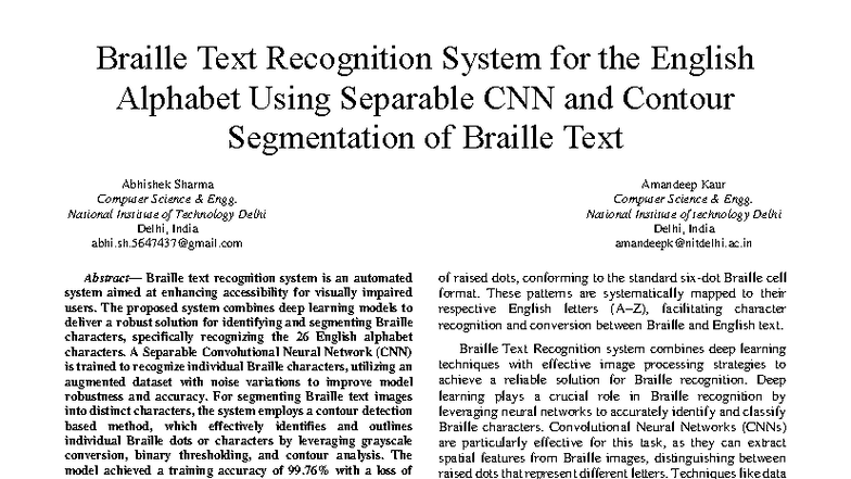 Braille Text Recognition System Using Separable CNN and Contour ...