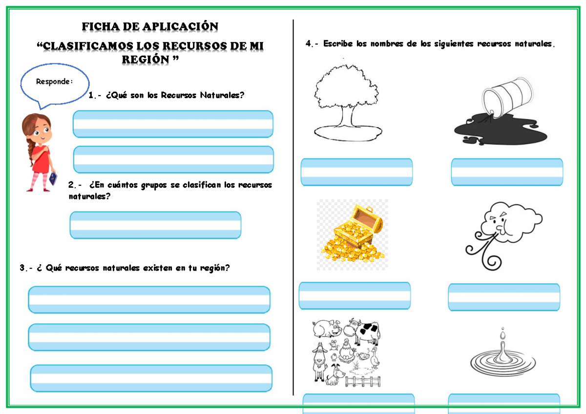 Hojas De Trabajo De Recursos Naturales Para Primer Grado Recursos