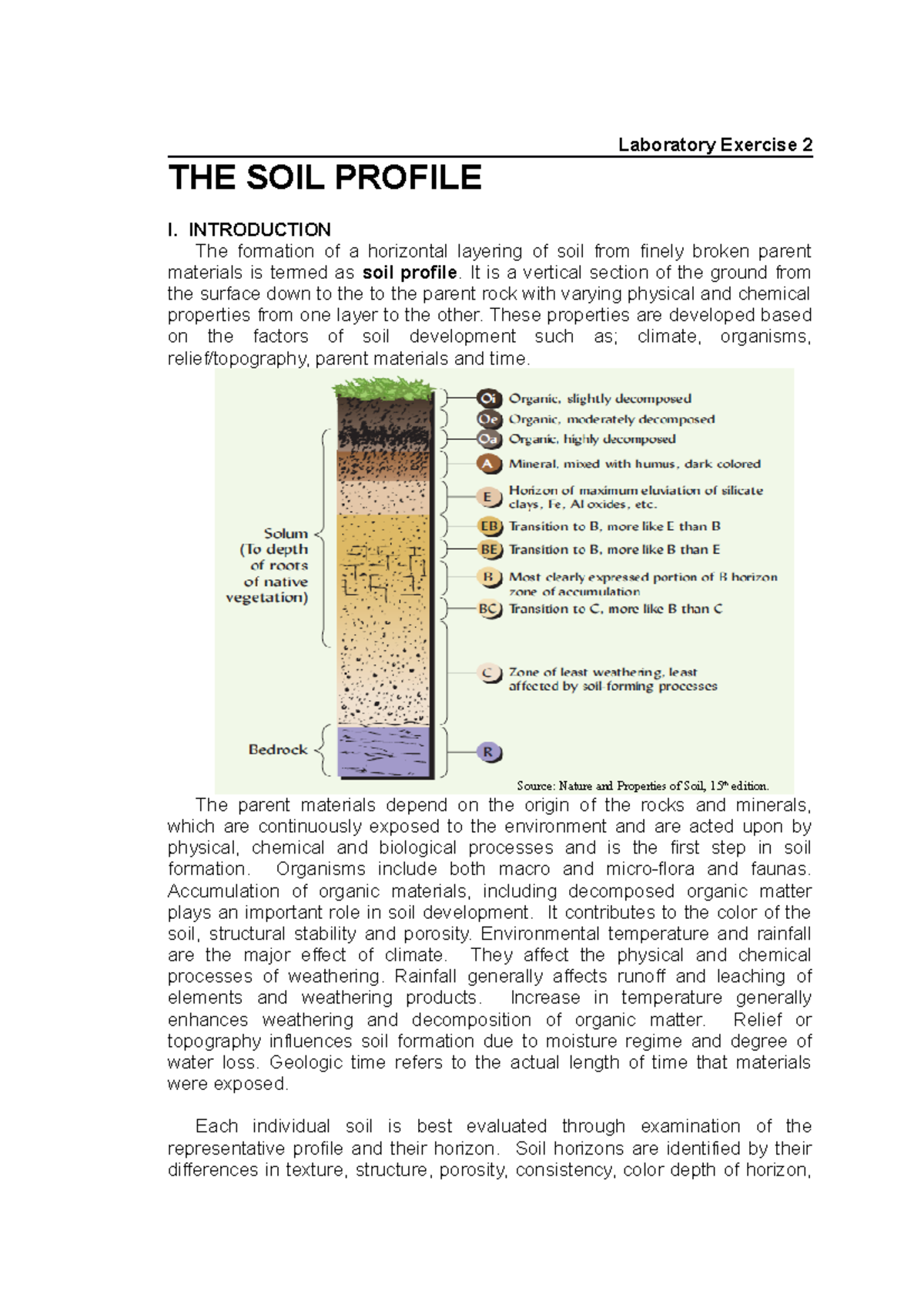 Laboratory Exercise 2 - soils activity - Laboratory Exercise 2 THE SOIL ...