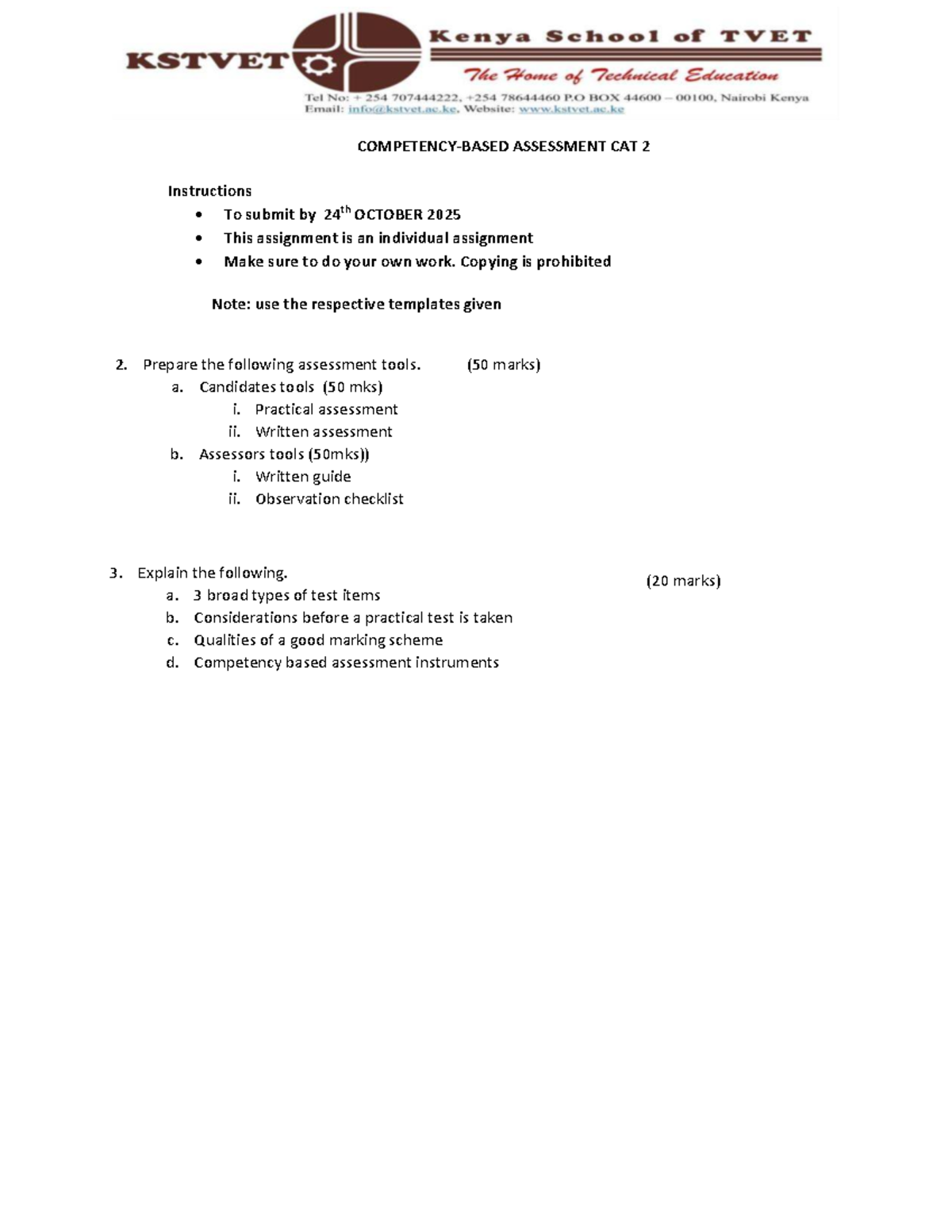 CBA Individual CAT 2- Assignment - COMPETENCY-BASED ASSESSMENT CAT 2 ...