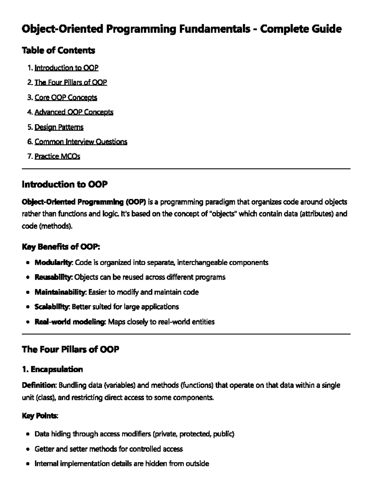 OOP Concepts - Programming Fundamentals Guide (CS101) - Studocu