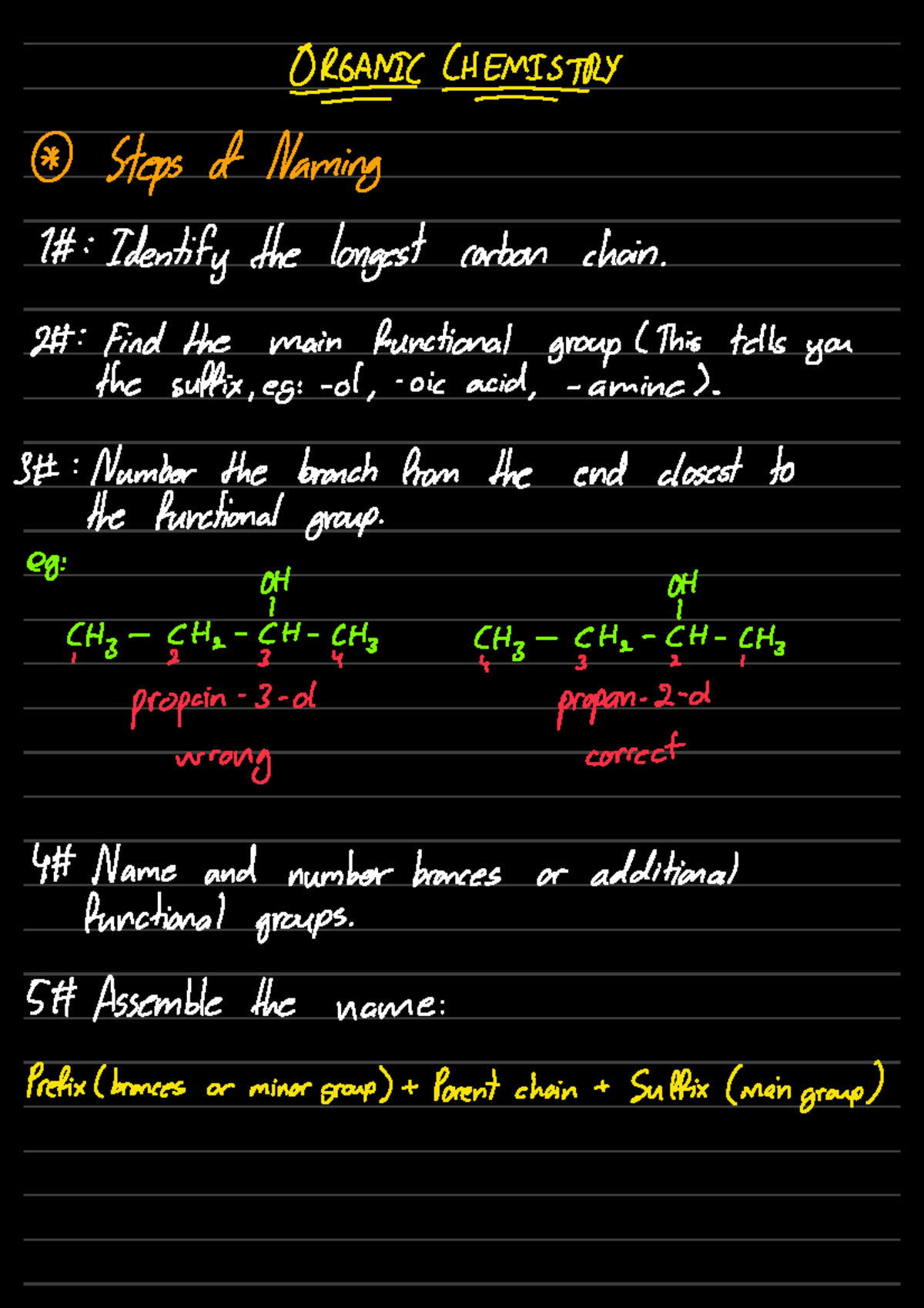 Organic Chemistry - Naming Steps and Functional Groups Guide - Studocu