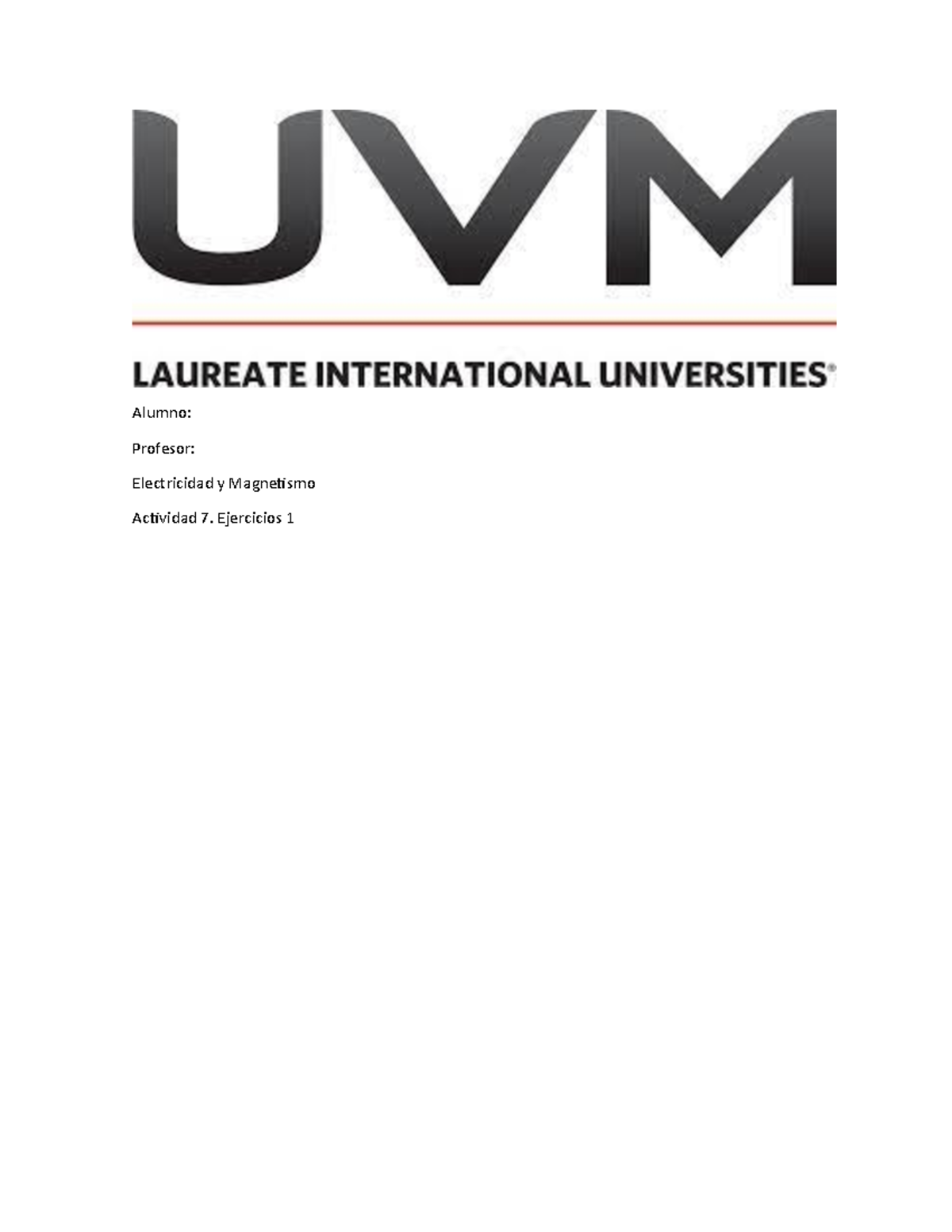 Actividad 7: Ejercicios de Electricidad y Magnetismo - Studocu