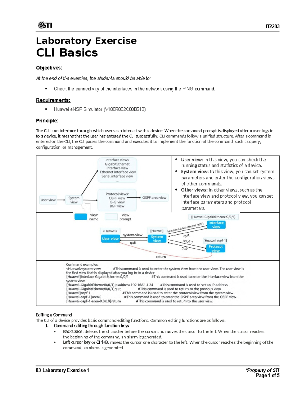IT2203 Laboratory Exercise: Mastering CLI Basics and Connectivity - Studocu