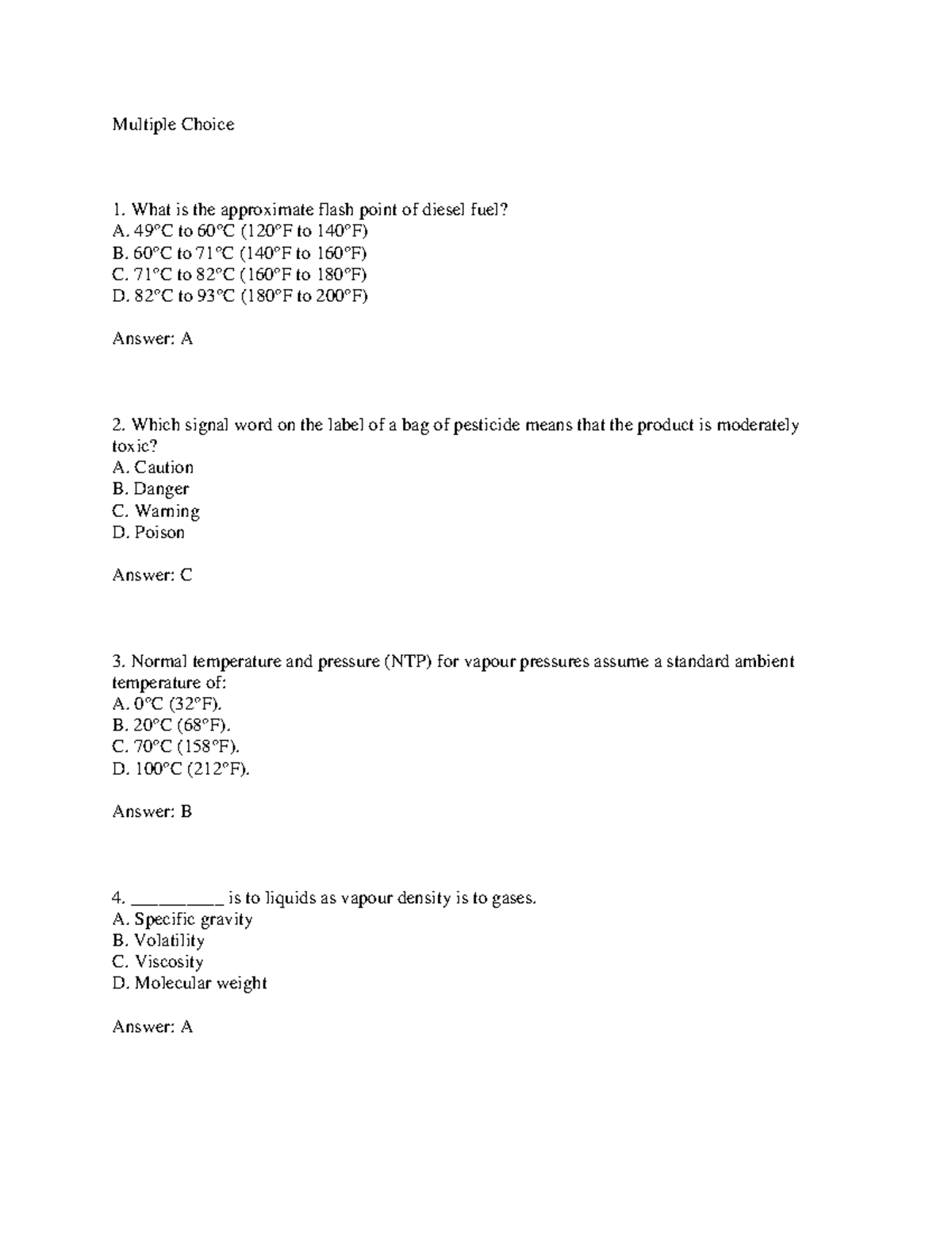 Hazardous Materials Operations 1: MCQs Study Guide - Studocu