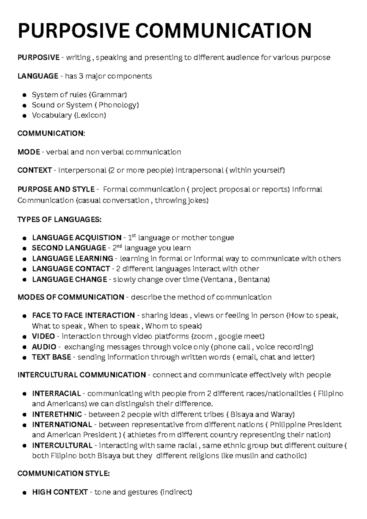 Purposive Communication: Writing, Speaking & Presenting (2025) - Studocu