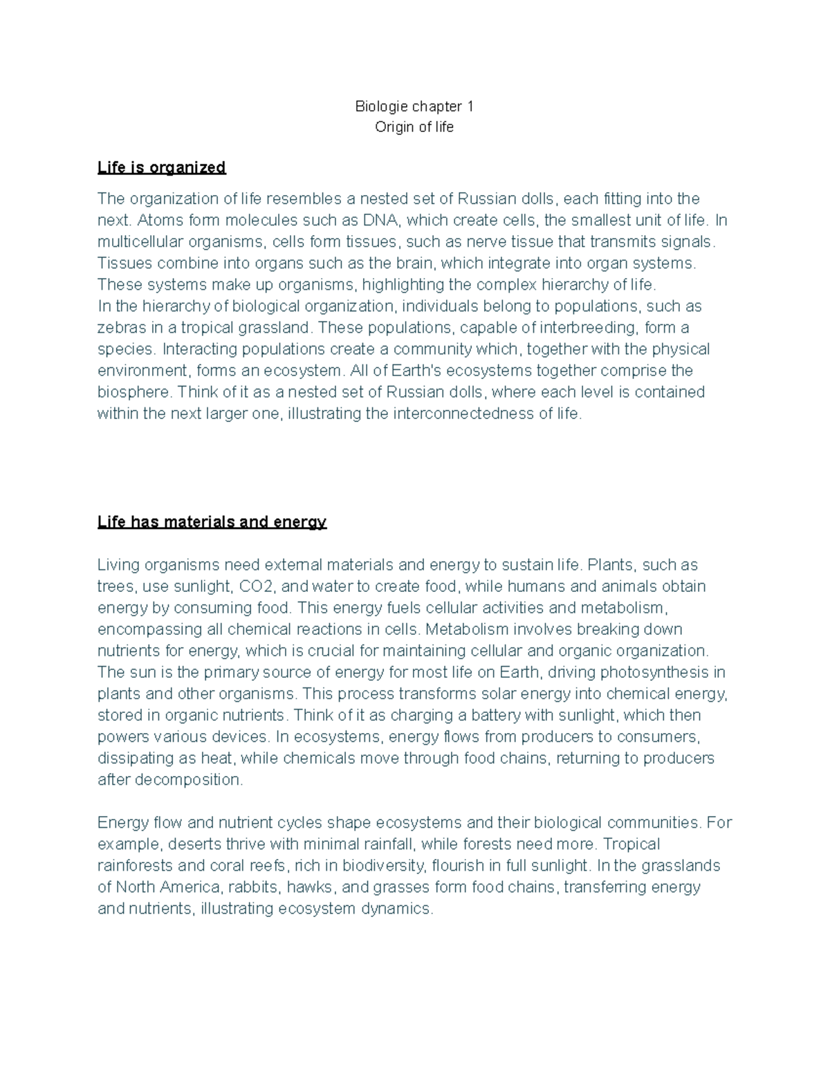 Biologie Chapter 1: Life Processes, Climate Change & Biodiversity ...