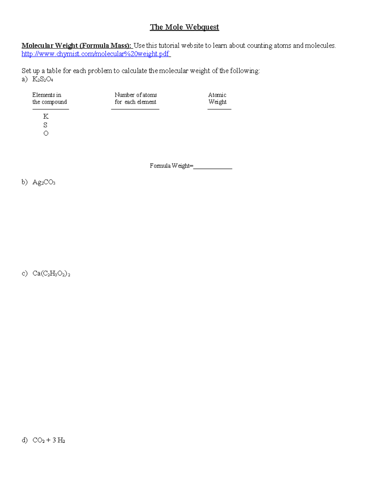 Mole Webquest - Final Exam Preparation and Practice Problems - Studocu