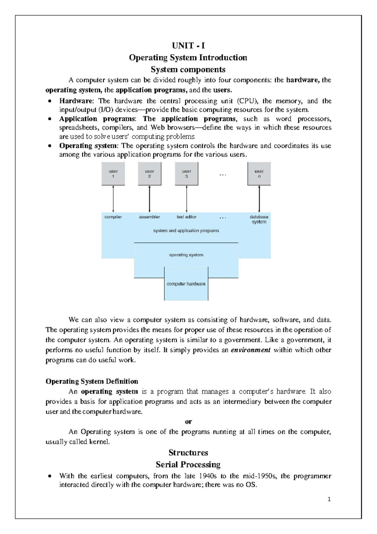 OS 101: Introduction to Operating Systems and Their Components - Studocu