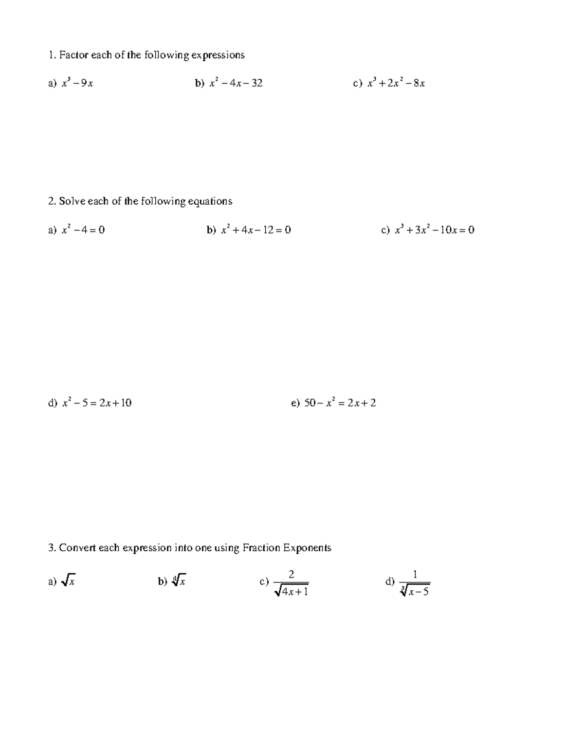 Math165 CH1 Algebra Review: Factoring, Exponents, and Functions - Studocu