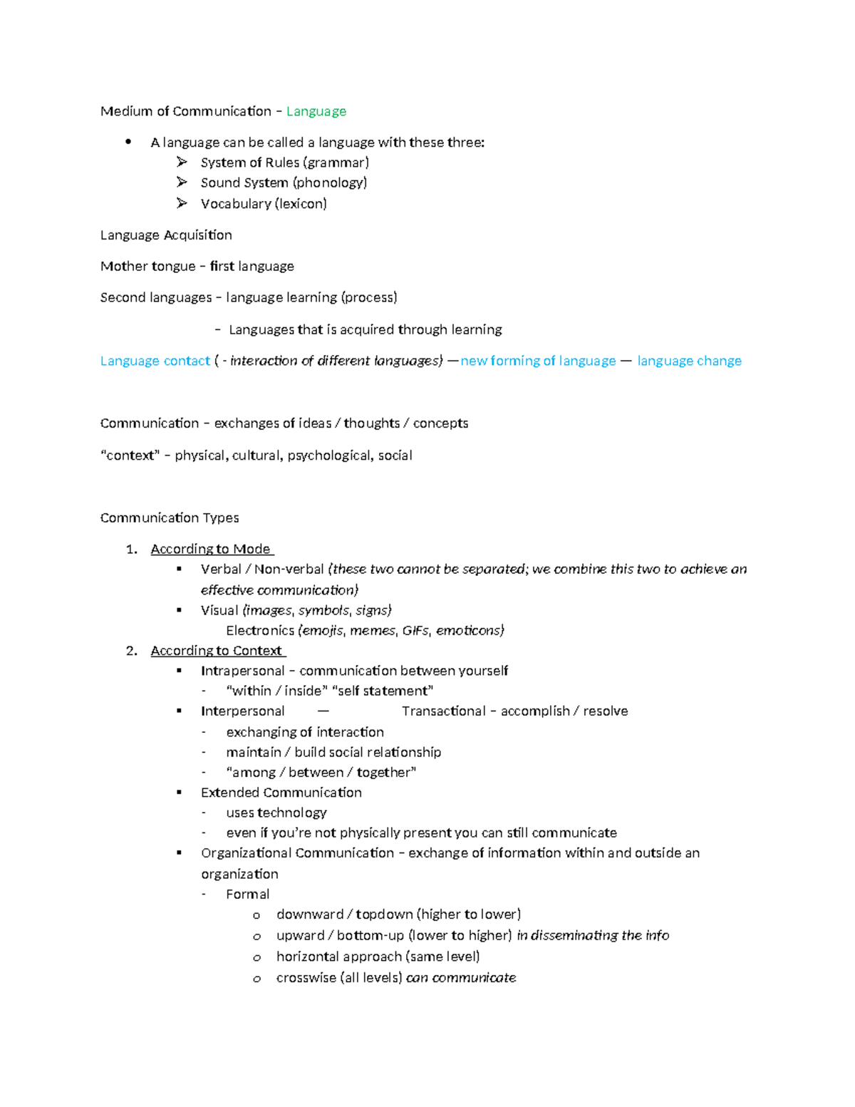 Comm 11: Medium of Communication Overview and Types - Studocu