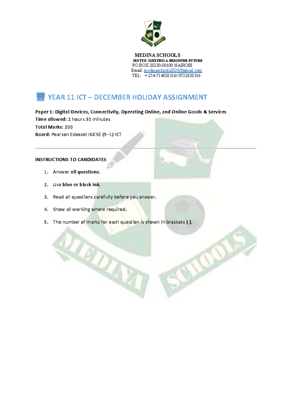 YEAR 11 ICT DECEMBER ASSIGNMENT: DIGITAL DEVICES & ONLINE SERVICES ...