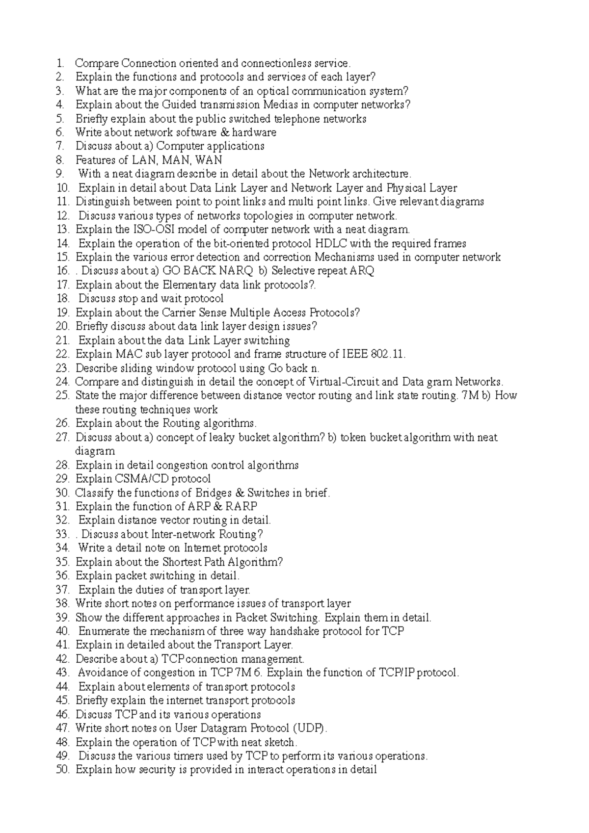 CSE306 Imp 2 - question - Compare Connection oriented and ...