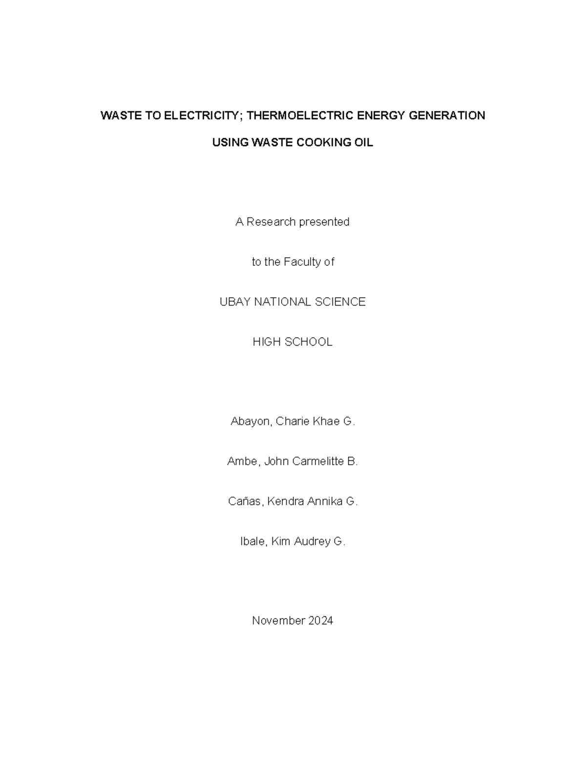 Research Manuscript: Thermoelectric Energy Generation from Waste ...