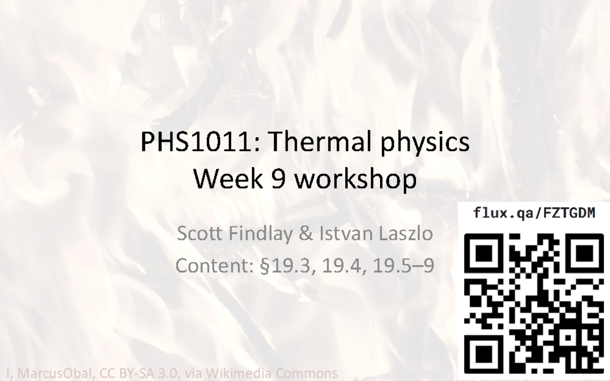 PHS1011: Week 9 Workshop on Thermal Physics - Studocu