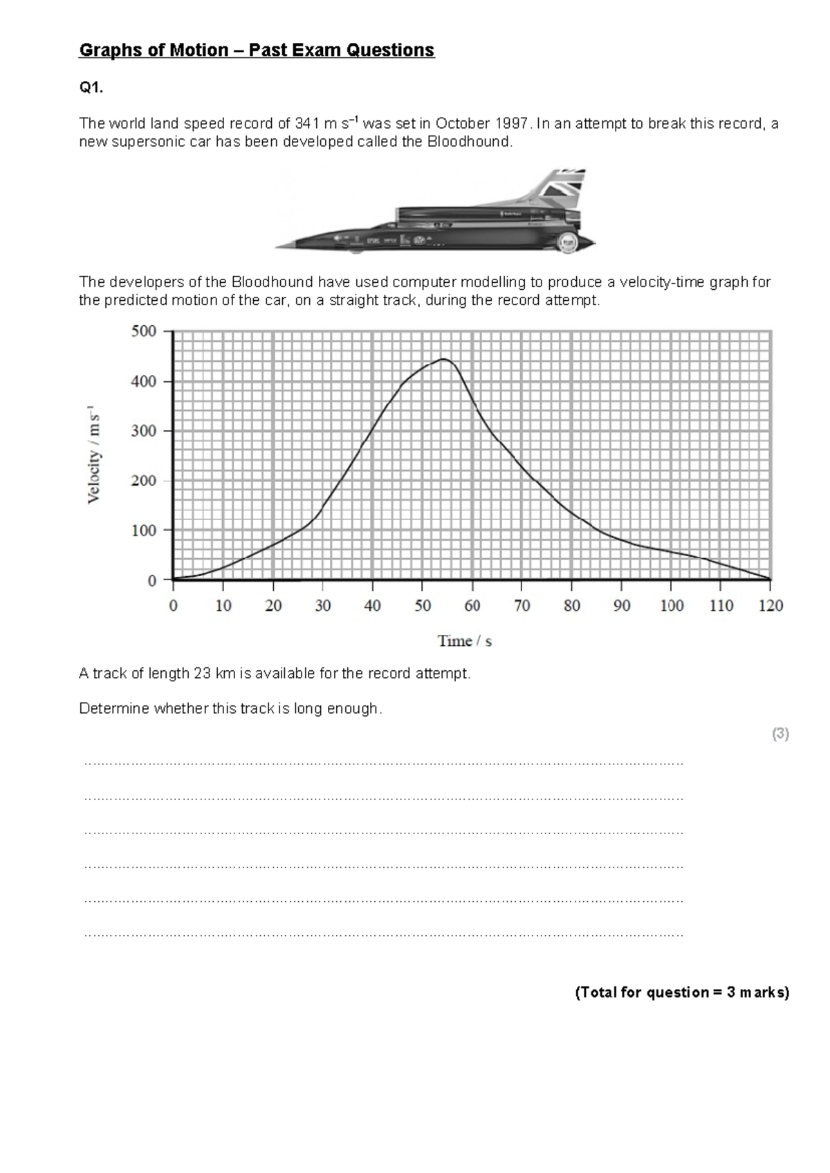 Graphs of Motion PEQs - Physics Exam Q's and Mark Scheme - Studocu